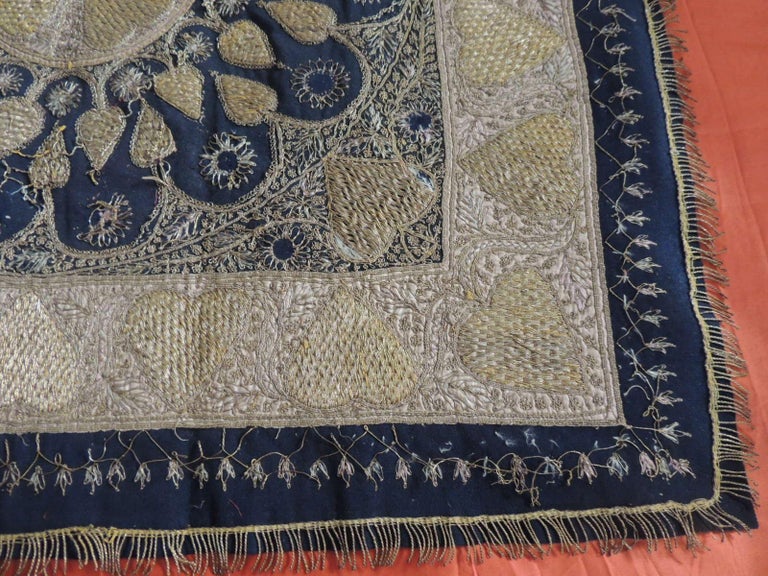Large Embroidered Black and Gold Persian Cloth/Tapestry For Sale at 1stDibs