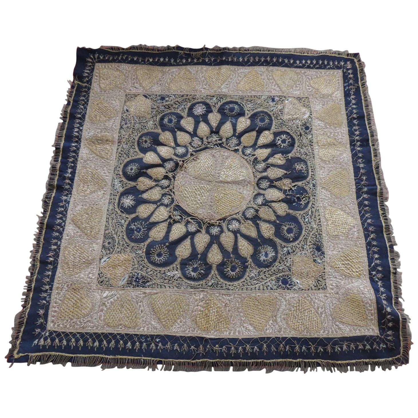 Large Embroidered Black and Gold Persian Cloth/Tapestry For Sale at 1stDibs