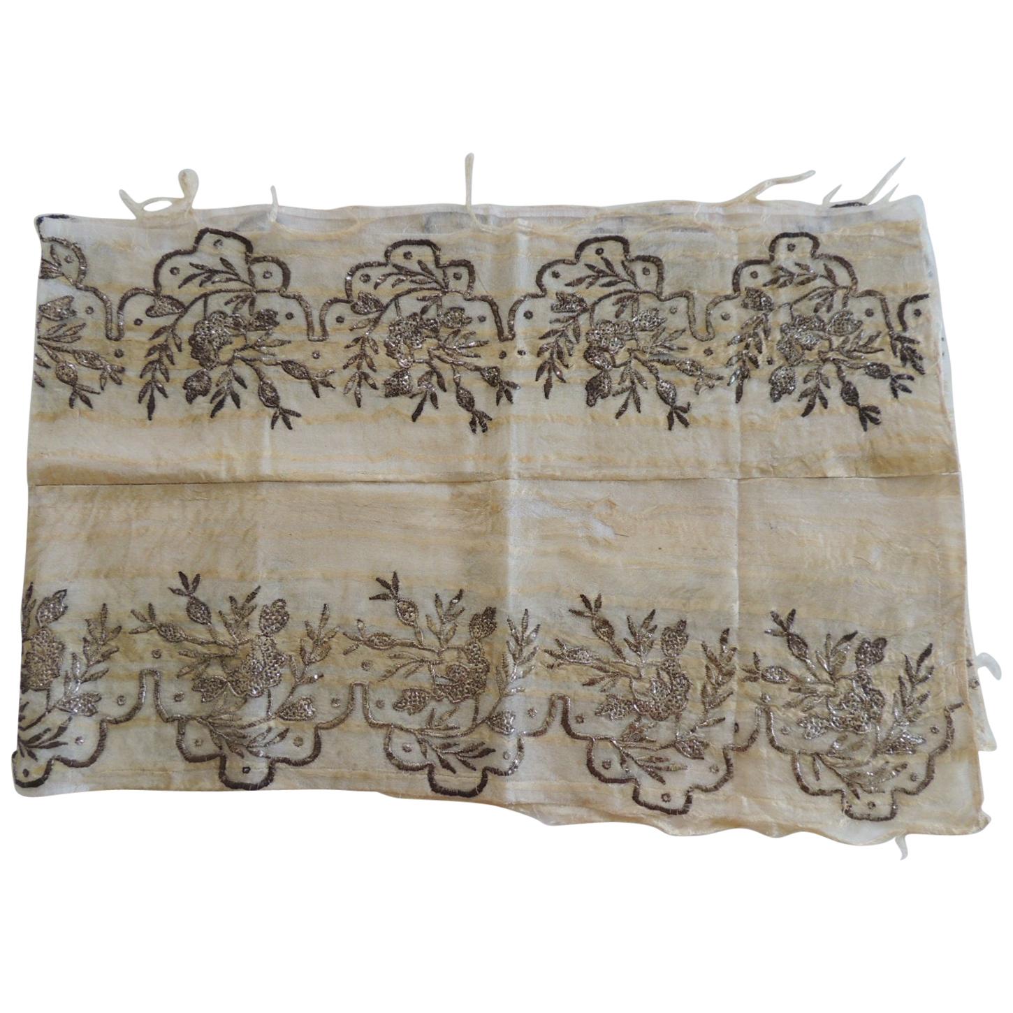 Antique Turkish Embroidered Purple and Gold Textile For Sale at 1stDibs