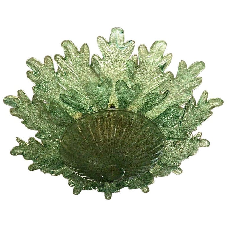 Large Emerald Green and Gold Murano Light Fixture at 1stDibs