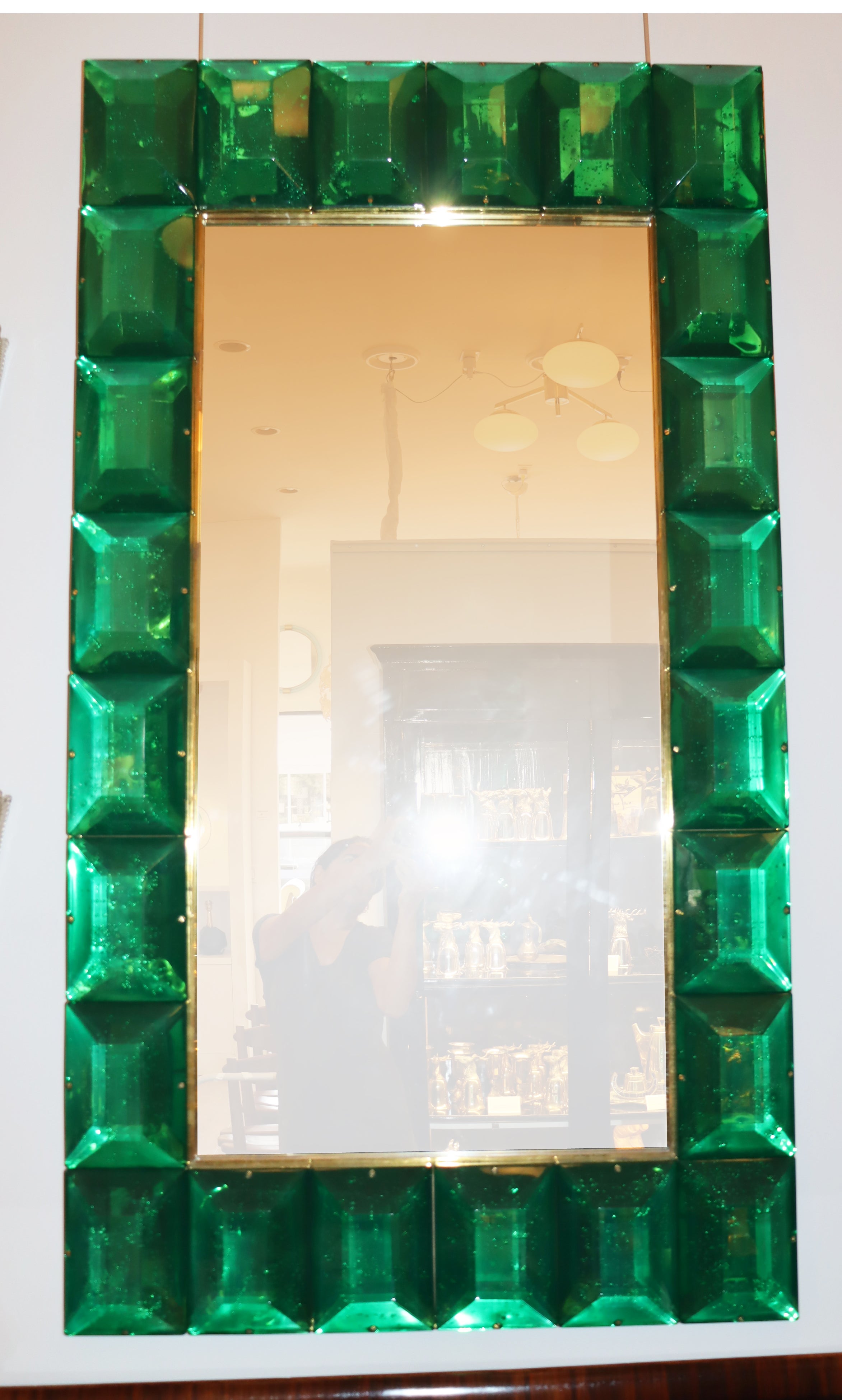 Pair of Diamond Translucent Green Glass Table Lamps, in Stock For Sale ...