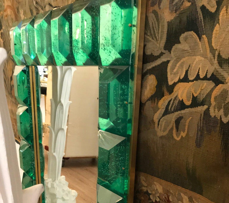 Large Emerald Green Murano Glass Mirror at 1stDibs