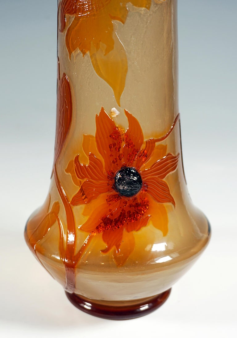 Large Émile Gallé Art Nouveau Cameo Vase 'Helianthe', Nancy, France ...