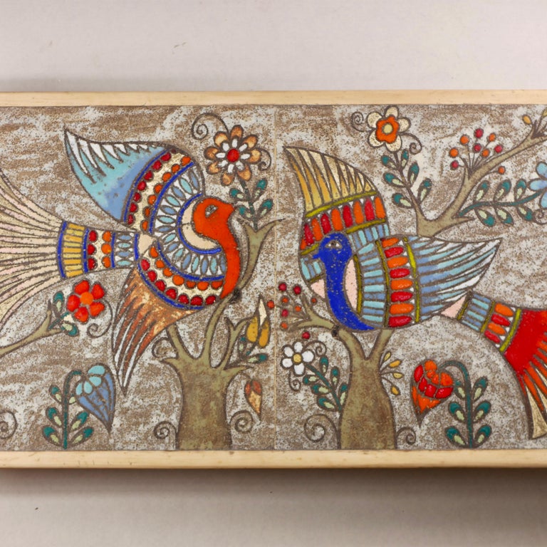 Large Enameled Lava Board, Ceramics by Martine Azéma, Vallauris, France ...