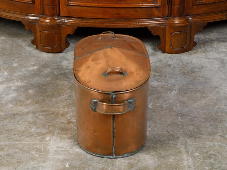Large English 1930s Copper Braising Pan with Handles and Weathered ...