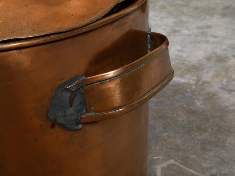 Large English 1930s Copper Braising Pan with Handles and Weathered ...