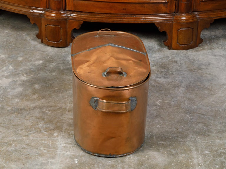Large English 1930s Copper Braising Pan with Handles and Weathered ...