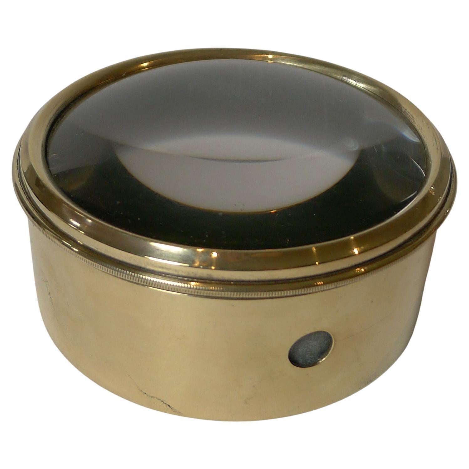 Mammoth English Antique Brass Desk Magnifying Glass / Paperweight ...