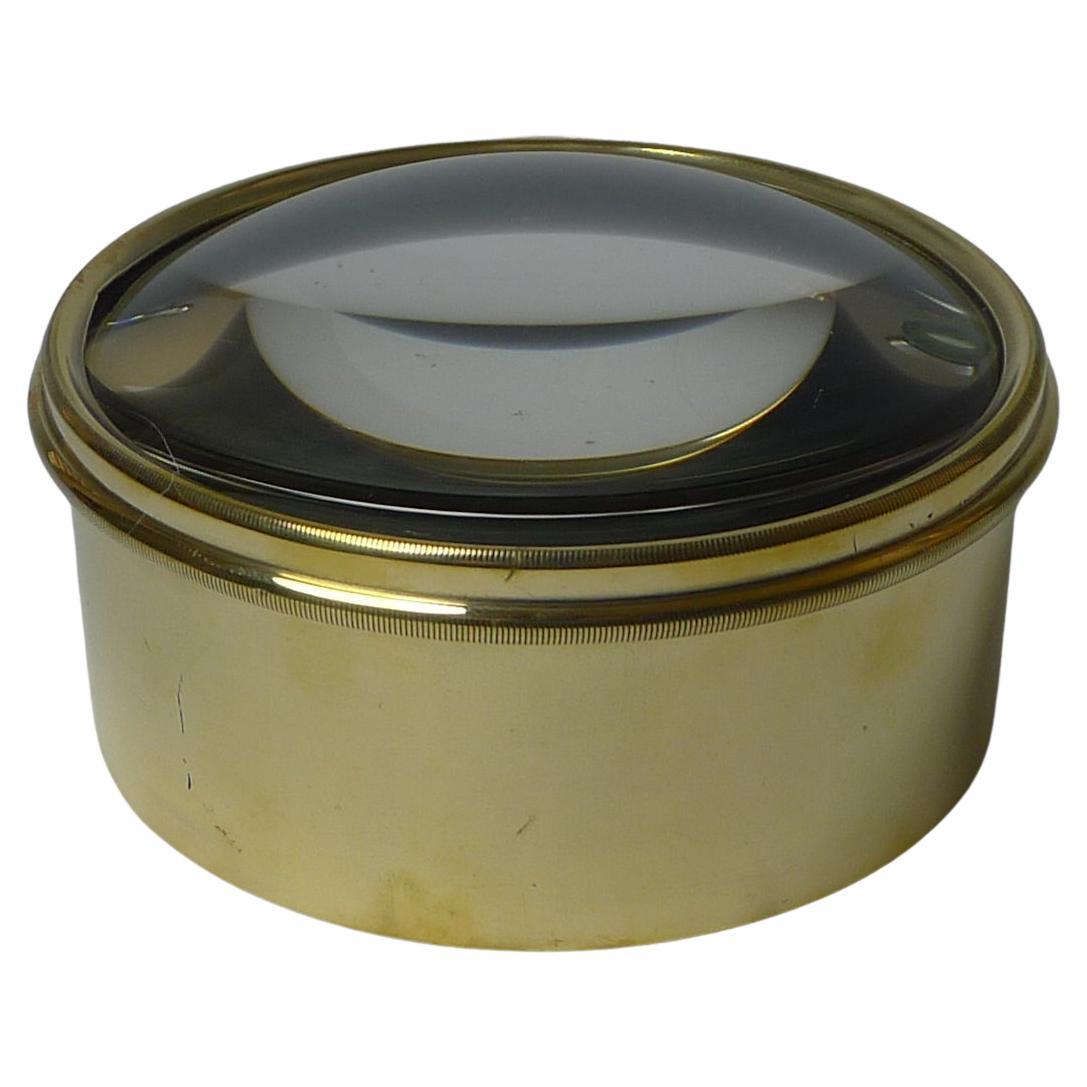 Mammoth English Antique Brass Desk Magnifying Glass / Paperweight ...