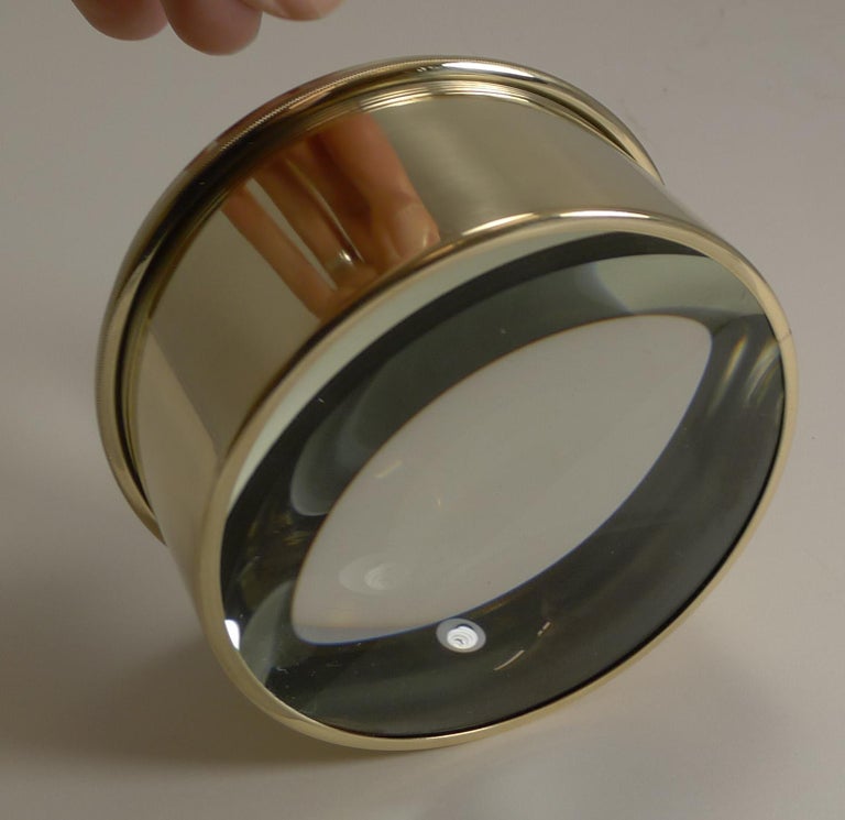 Large English Antique Brass Desk Magnifying Glass / Paperweight, circa ...