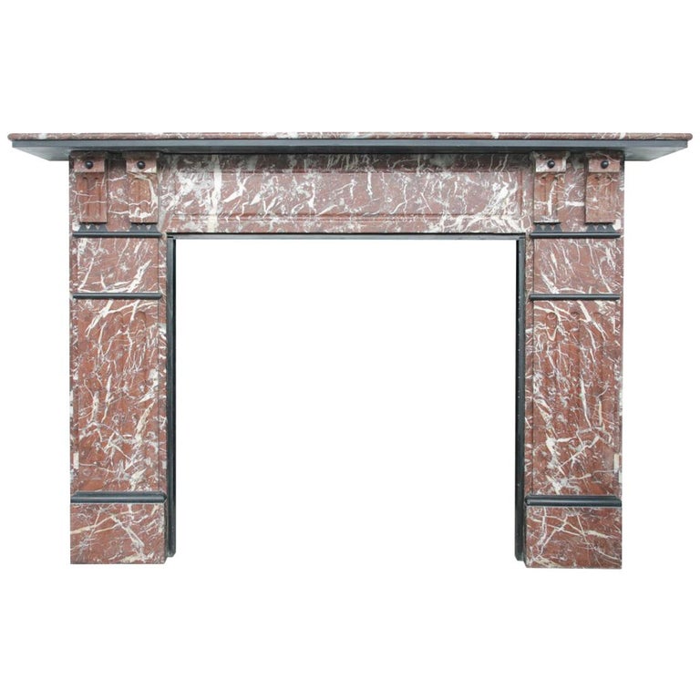 Large English Antique Late Victorian Rouge Marble Fireplace Surround at ...