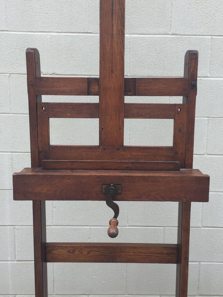 Large English Artist's Display or Floor Easel with Adjustable Tray and ...