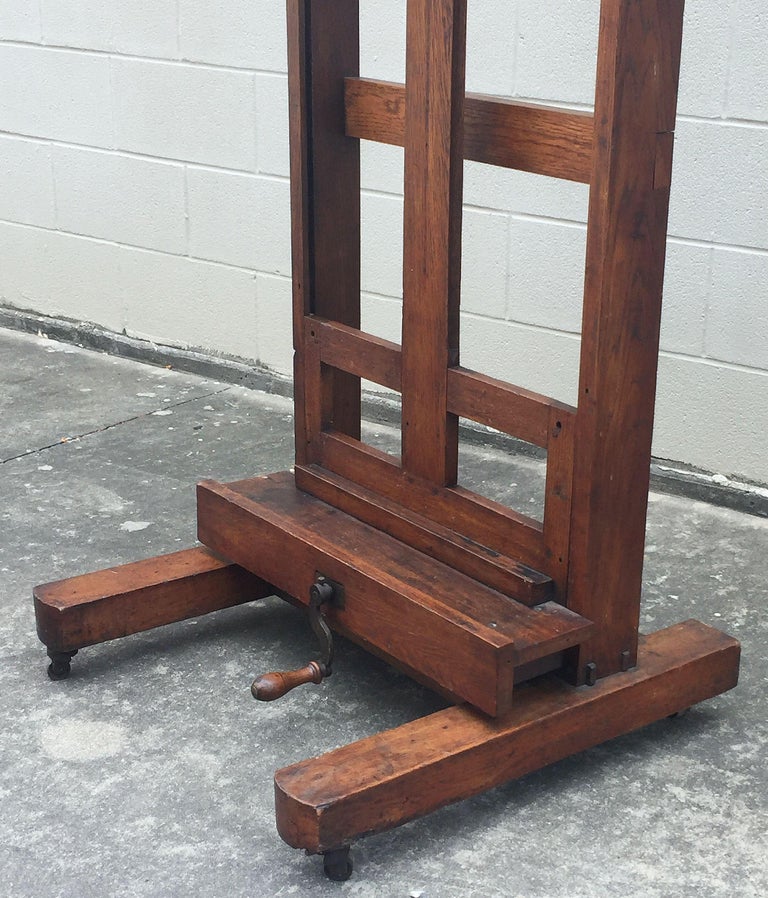 Large English Artist's Display or Floor Easel with Adjustable Tray and ...