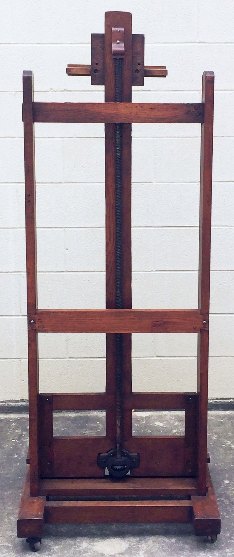 Large English Artist's Display or Floor Easel with Adjustable Tray and ...