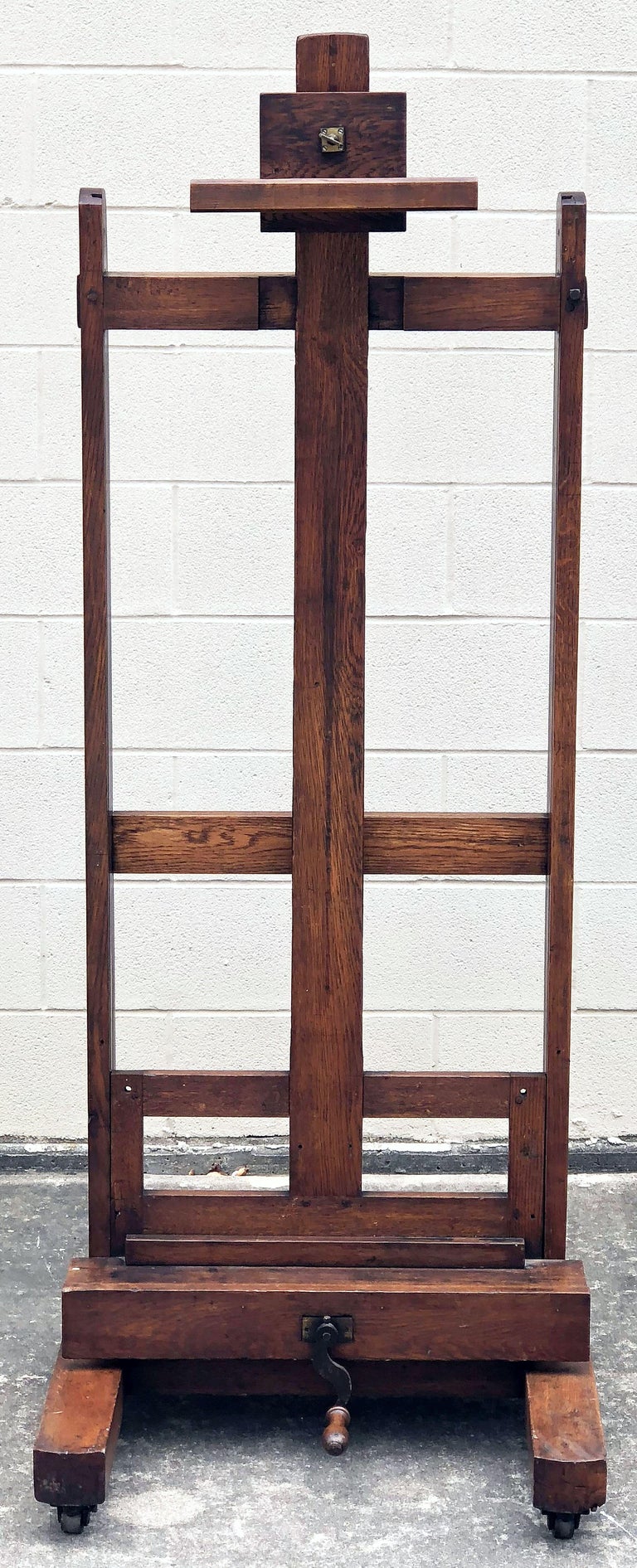 Large English Artist's Display or Floor Easel with Adjustable Tray and ...