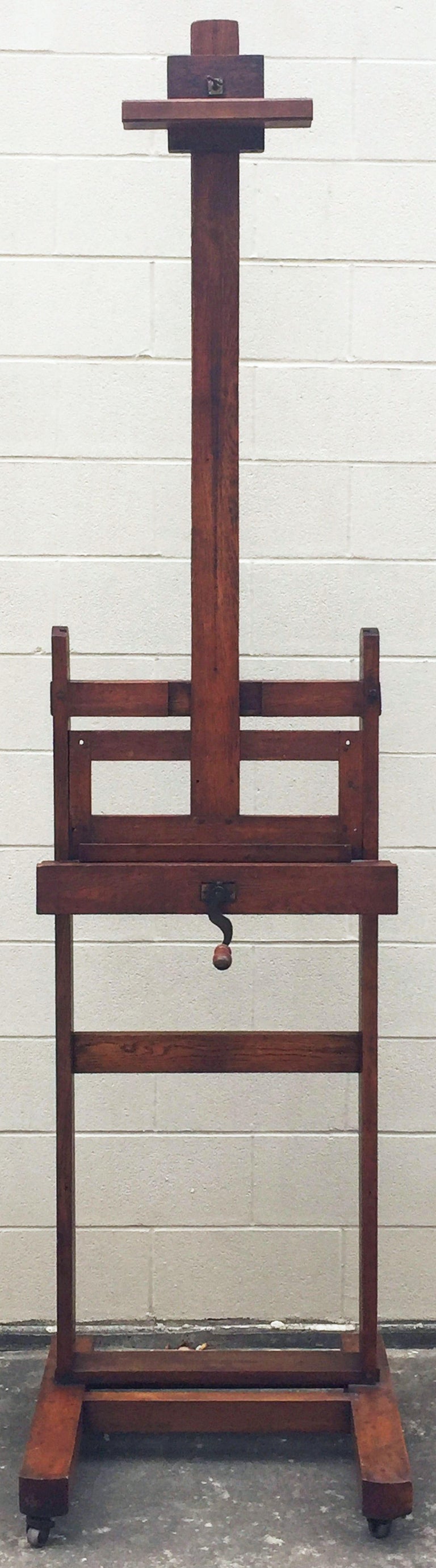 Large English Artist's Display or Floor Easel with Adjustable Tray and ...