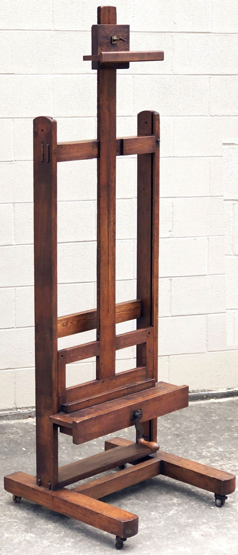 Large English Artist's Display or Floor Easel with Adjustable Tray and ...
