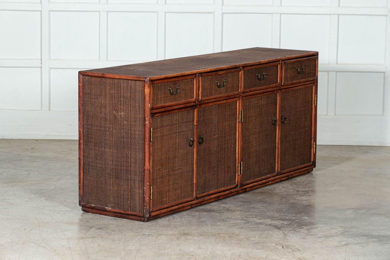 Large English Bamboo Rattan Beech Sideboard For Sale at 1stDibs