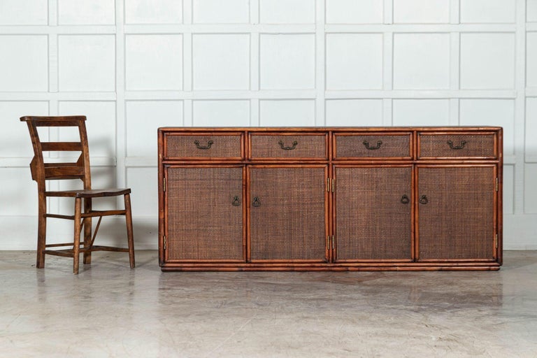 Large English Bamboo Rattan Beech Sideboard For Sale at 1stDibs
