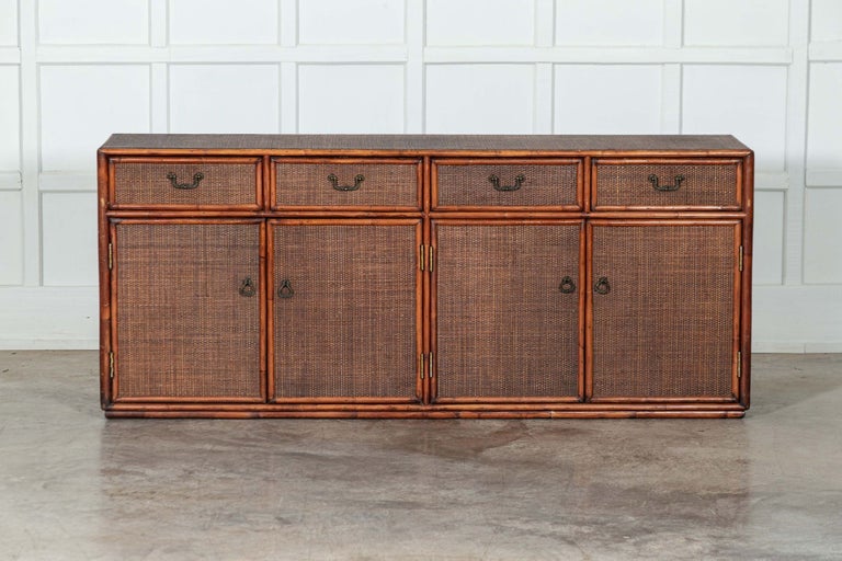 Large English Bamboo Rattan Beech Sideboard For Sale at 1stDibs
