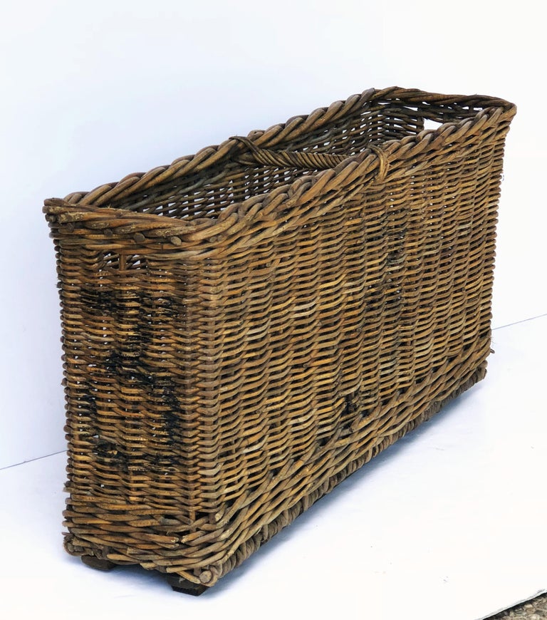 Large English Cane or Willow Millwork Basket at 1stDibs