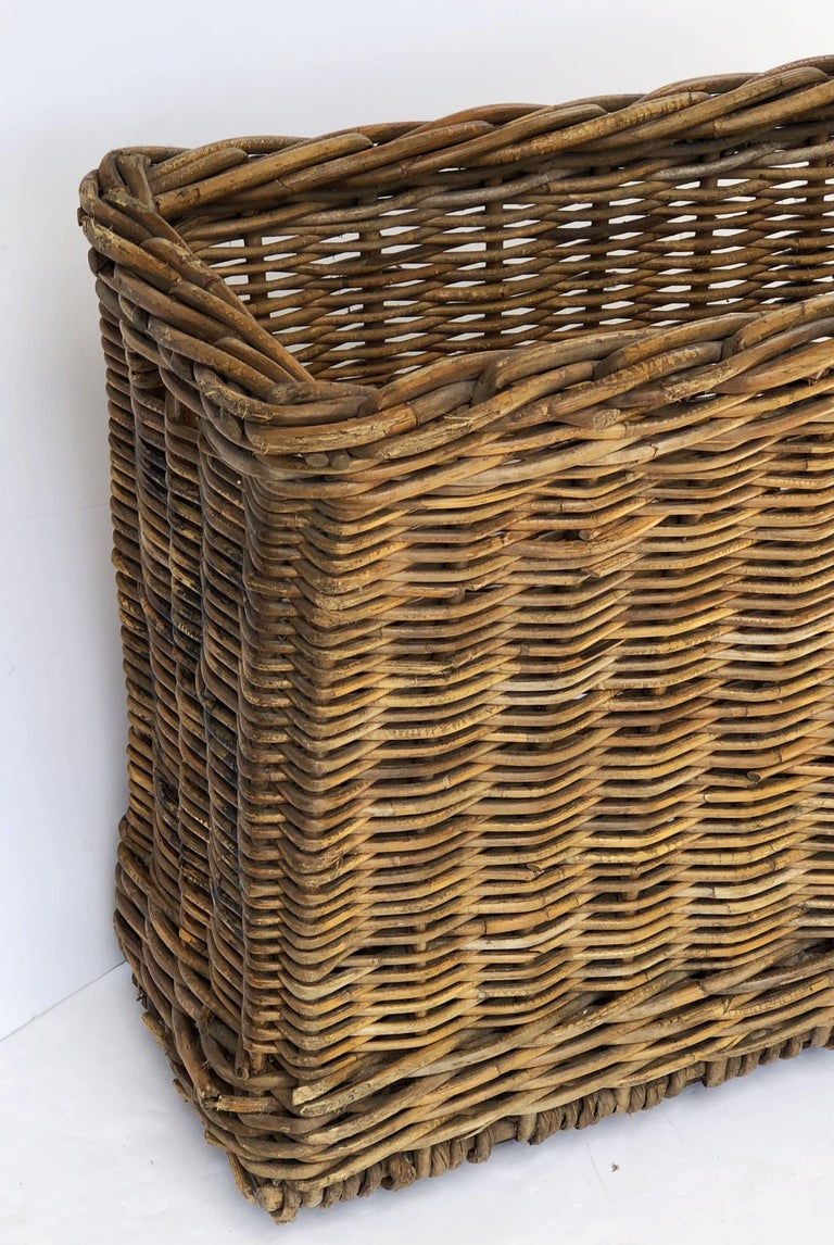 Large English Cane or Willow Millwork Basket at 1stDibs