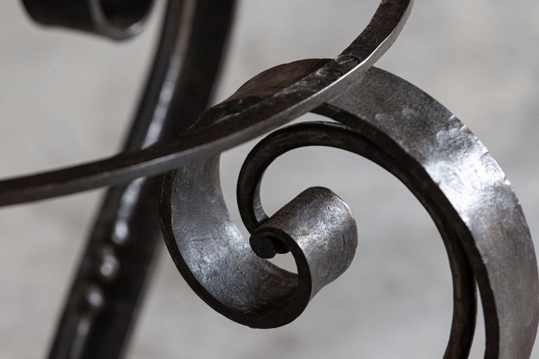 Large English Circular Marble Top Wrought Iron Table For Sale at 1stDibs