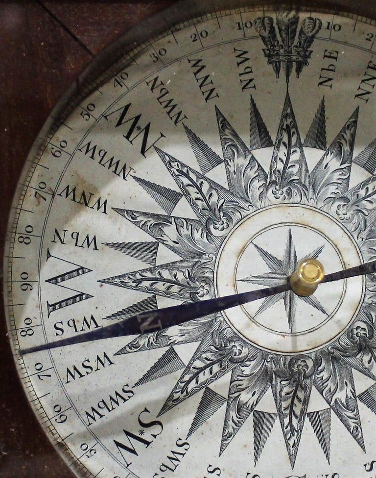 Large English Compass in Fitted Mahogany Case at 1stDibs