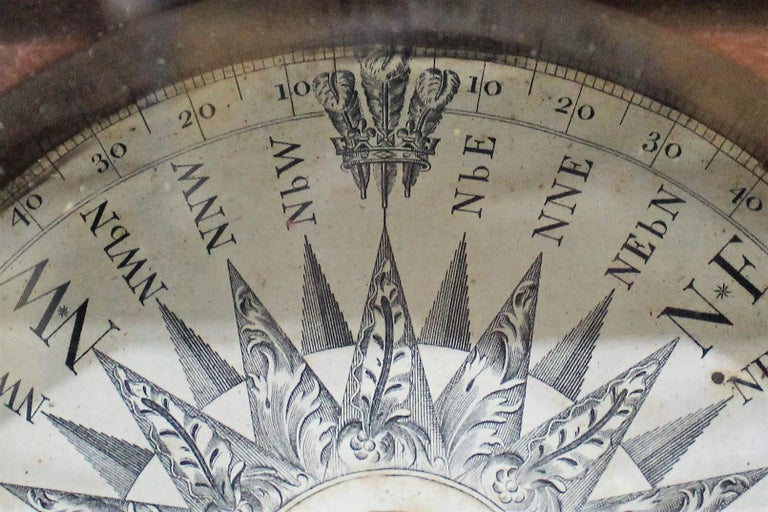 Large English Compass in Fitted Mahogany Case at 1stDibs
