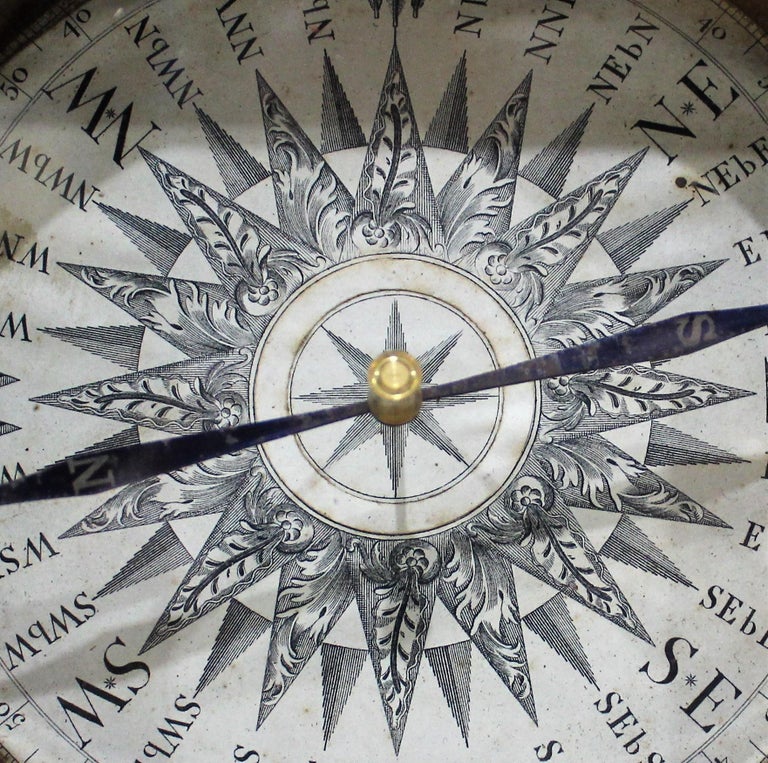 Large English Compass in Fitted Mahogany Case at 1stDibs