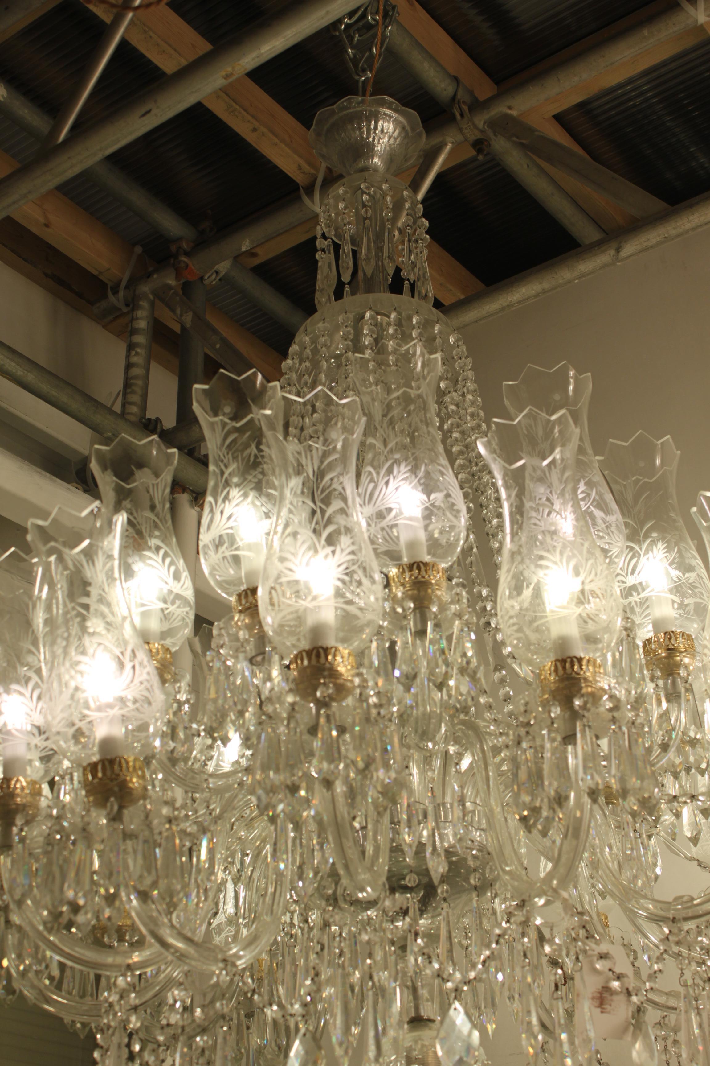 Large English crystal chandeliers with crystal storm shades For Sale at ...