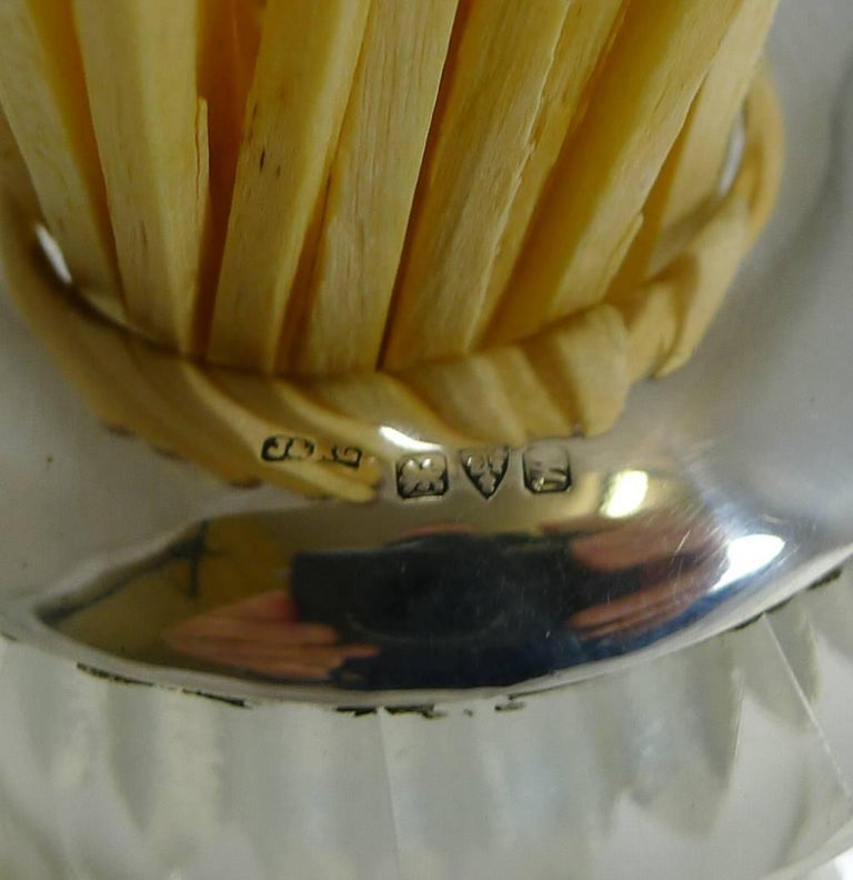 Large English Cut Crystal and Sterling Silver Match Striker, 1922 at ...