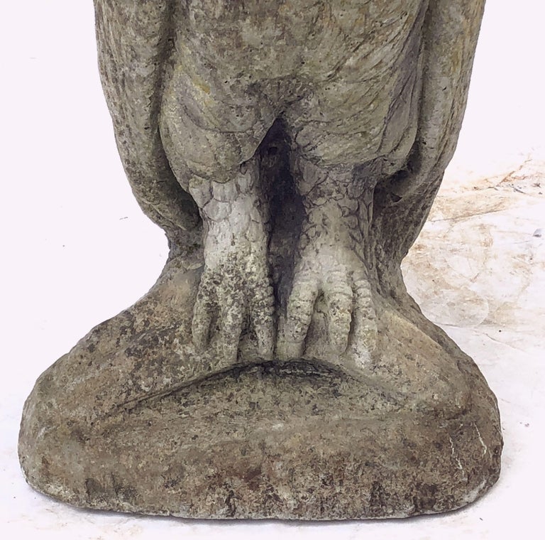 Large English Garden Stone Owl Statues with Glass Eyes 'Individually ...