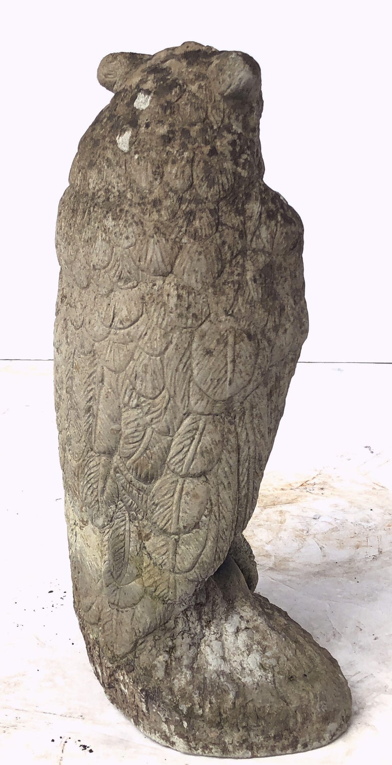 Large English Garden Stone Owl Statues with Glass Eyes 'Individually ...