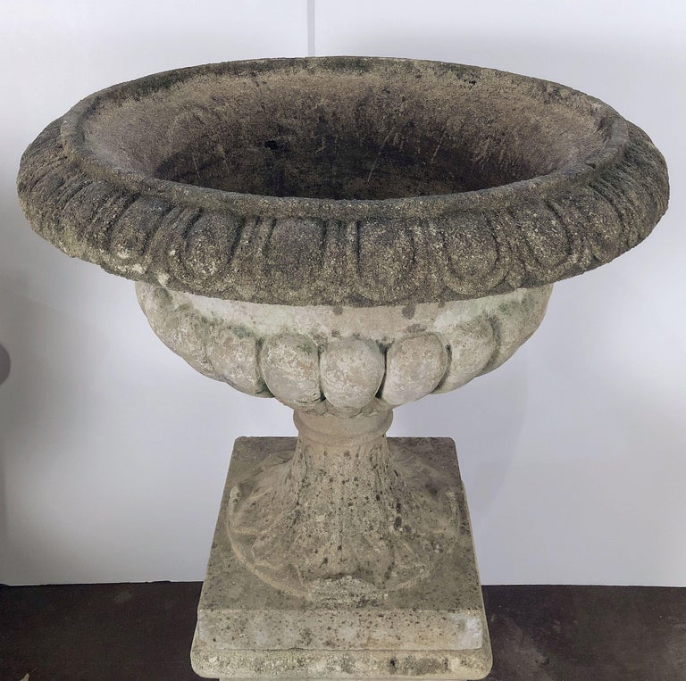 Large English Garden Stone Urn or Planter Pot on Plinth or Pedestal at ...
