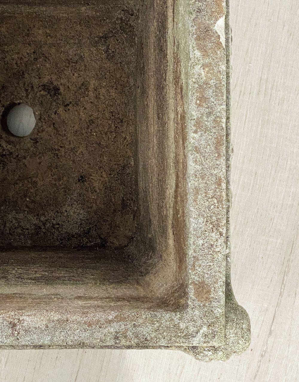 Large English Garden Stone Square Planter or Pot with Floral Relief at ...