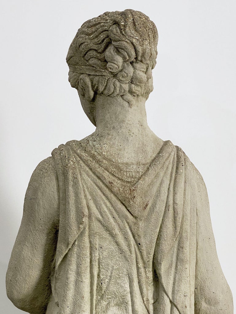 Large English Garden Stone Statue of a Maiden on Column Pedestal (H 59 ...