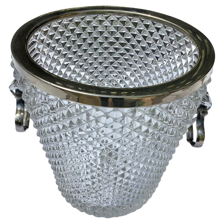 Large English Glass and Silver Plate Ice or Champagne Bucket at 1stDibs