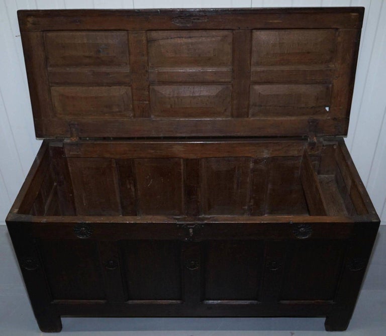 Large English Gothic Early 16th Century Coffer Trunk Chest Bo Hand ...