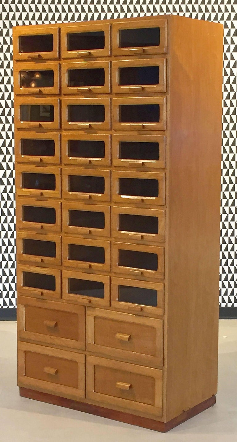 Large English Haberdasher's Cabinet with Glass-Fronted Drawers For Sale ...