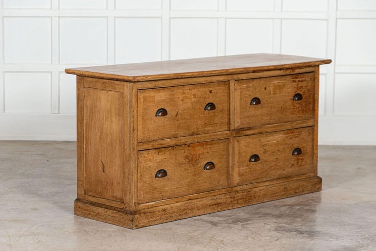 Large English Painted Oak Haberdashery Drawers Counter For Sale at 1stDibs