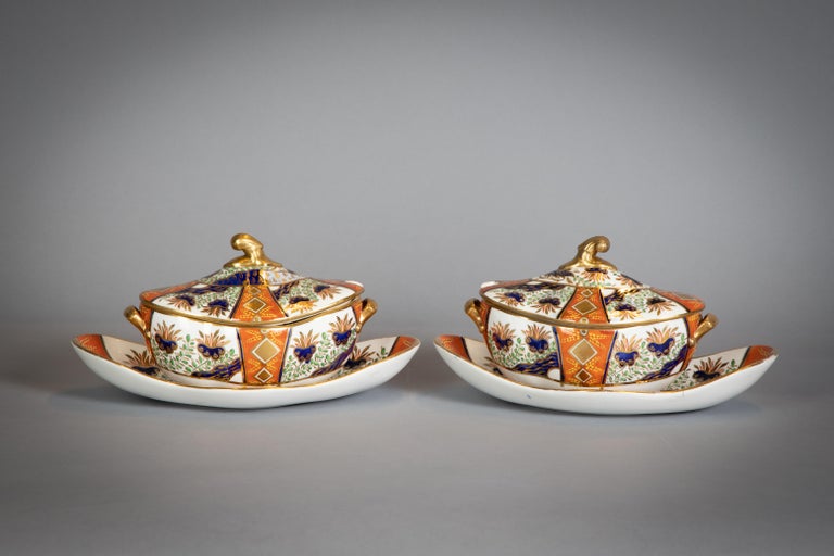 Large English Porcelain Imari Pattern Dessert and Tea Service, Spode ...