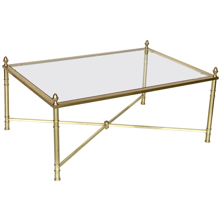 Large English Rectangular Low Coffee or Cocktail Table of Brass and ...