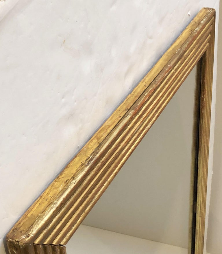 Large English Rectangular Mirror with Ribbed Gilt Frame (H 39 1/2 x W ...