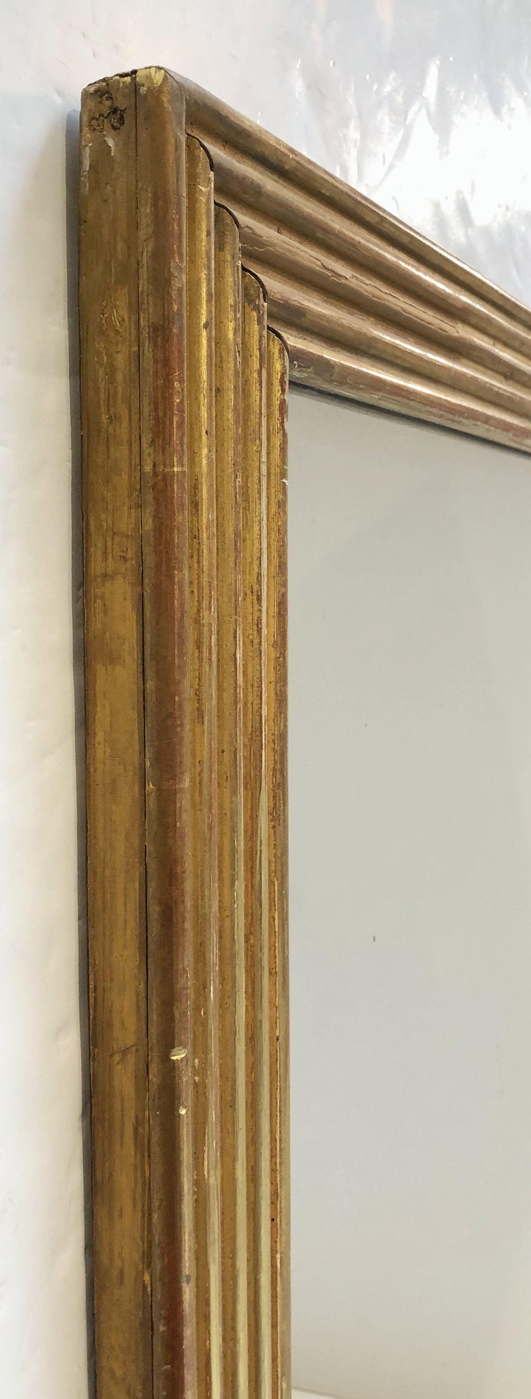 Large English Rectangular Mirror with Ribbed Gilt Frame (H 39 1/2 x W ...