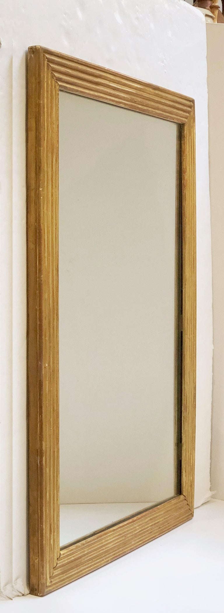 Large English Rectangular Mirror with Ribbed Gilt Frame (H 39 1/2 x W ...