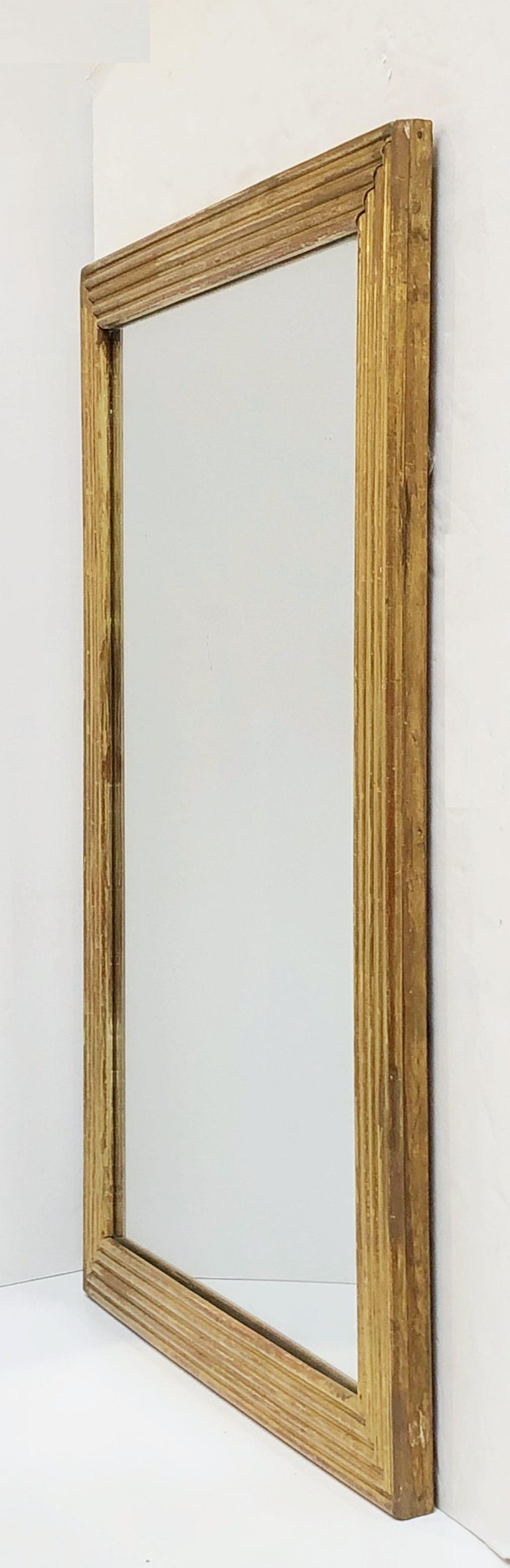 Large English Rectangular Mirror with Ribbed Gilt Frame (H 39 1/2 x W 29 1/2) For Sale at ...