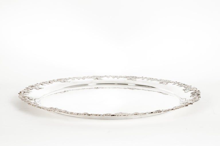 Large English Plated Circular Barware / Tableware Tray For Sale at 1stDibs