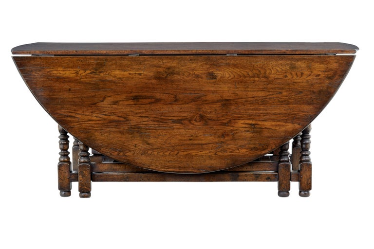Large English Solid Oak Gateleg Dining Table For Sale at 1stDibs