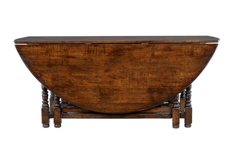 Large English Solid Oak Gateleg Dining Table For Sale at 1stDibs